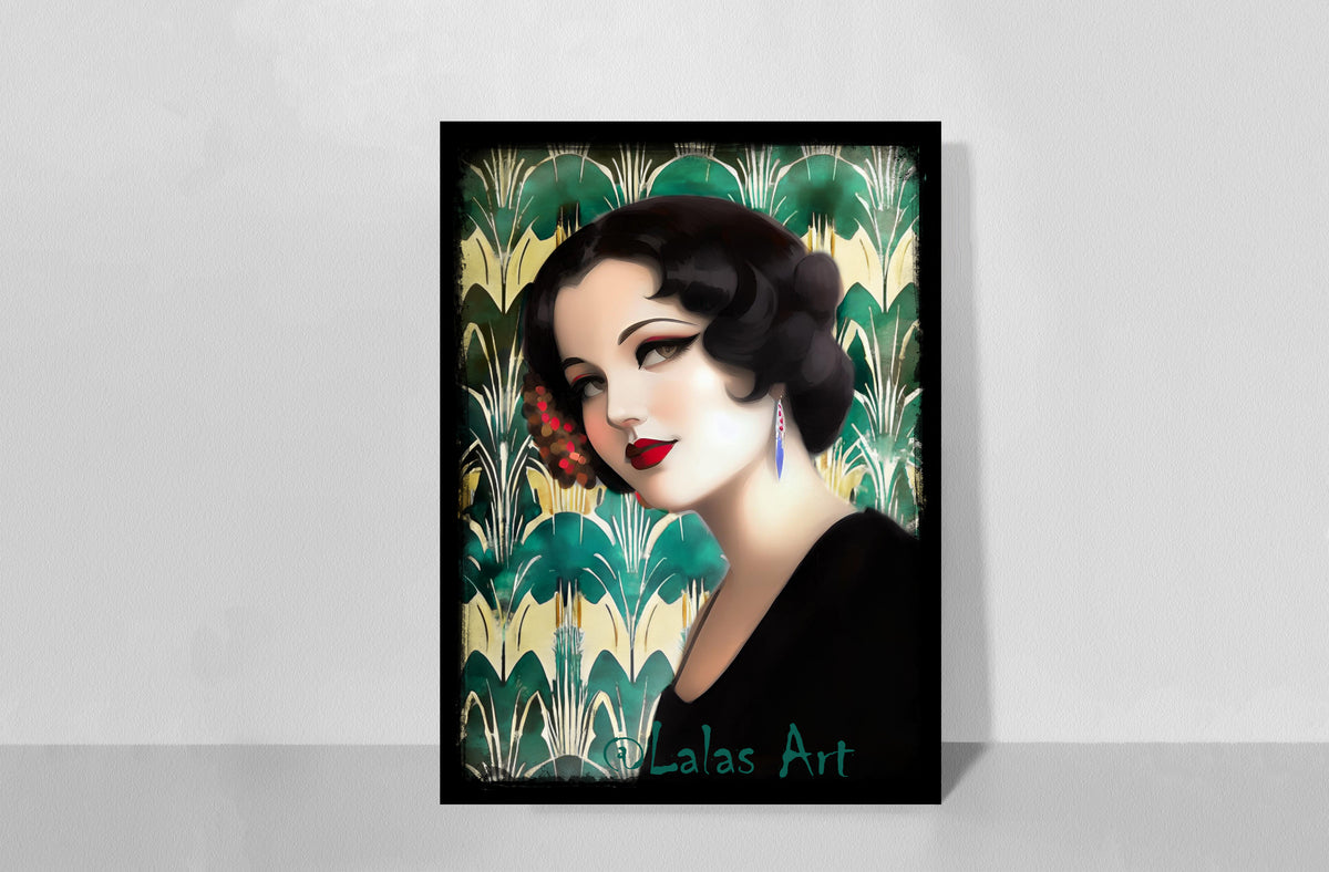 Vintage Flapper girl Silent movie star 1920s Golden Jazz era Art decor ...
