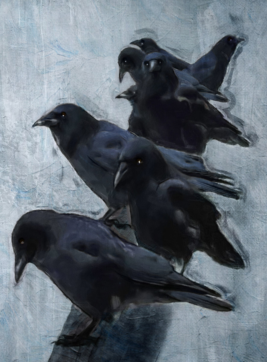 Crow Painting Vintage Retro style Wall Art Animal Steam-punk