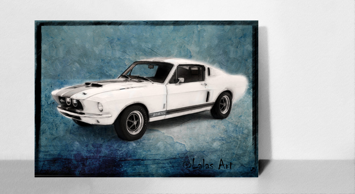 Vintage Retro Style Art - Old-timer 1967 - white with grey strip - Ford ...